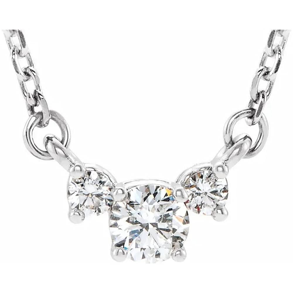 1 Carat Classic Past Present Future 14K White Gold 3 Stone Diamond Pendant Necklace Ultra Premium Collection (H-I Color SI1-SI2 Clarity) + 16" 14K Gold Chain
