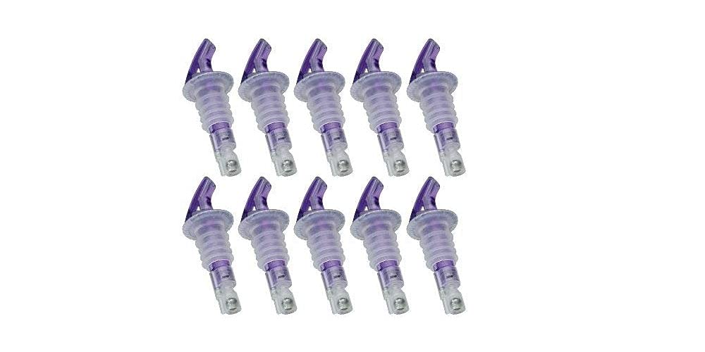 1/4 oz Purple (PP-14P) Measured Liqour Pourer - Precision Pour Liquor & Wine Bottle Pour Spout - (10 Pk) 100% USA Made - Pour The Perfect Cocktail with Our No Leak Bottle Spouts, Size 0.25 oz