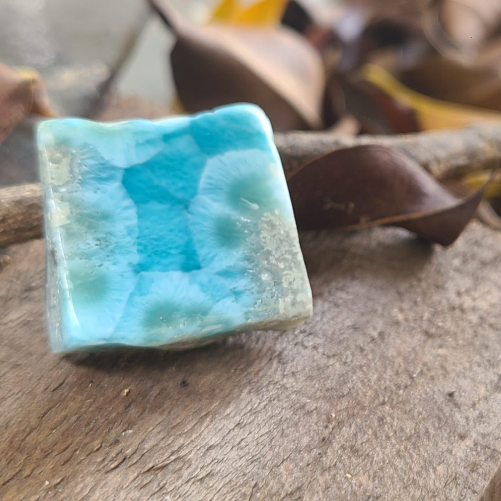 1 Authentic and Natural Larimar Rough Polished - Unique and Timeless Larimar Piece - Perfect for Jewelry Projects and Gem Collector - Larimar Charm - One-of-a-kind Larimar Statement Piece
