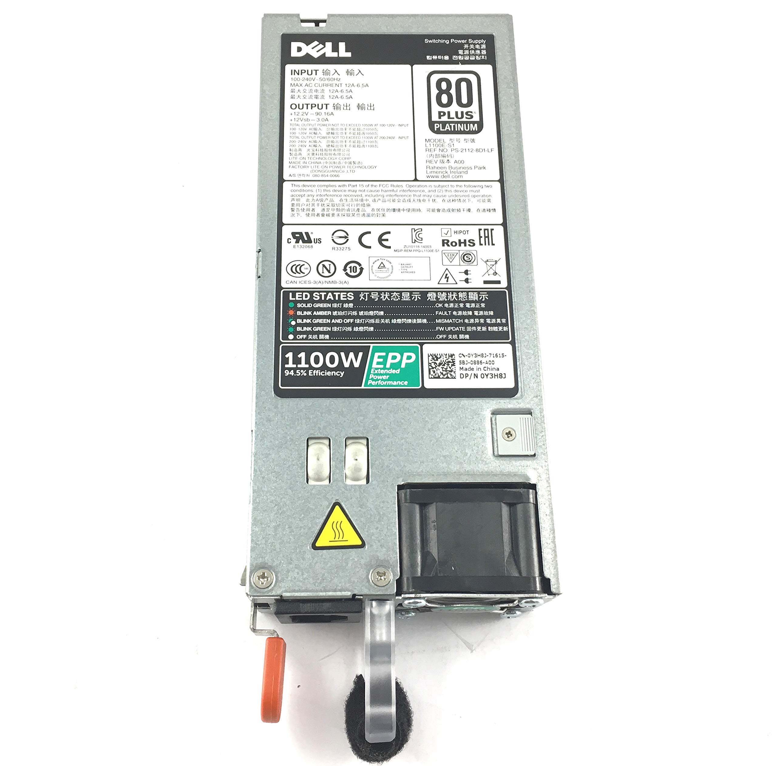 0Y3H8J Dell 1100W Power Supply for PowerEdge R630 R730 R730xd