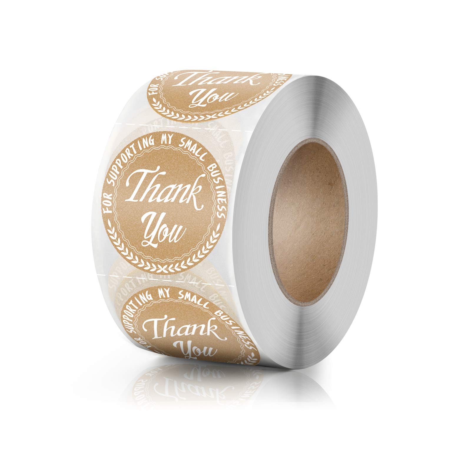 1.5 inch Round Kraft Stickers Thank You for Supporting My Small Business Labels, Custom Sticker for Bakeries, Crafters & Small Business Owners (500 Labels/roll)