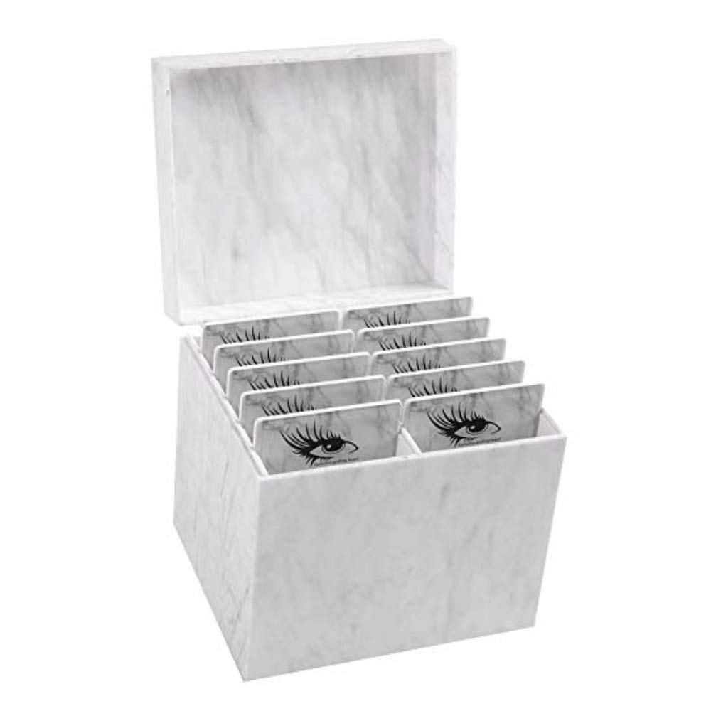 10 Layers Acrylic Eyelash Storage Box,Eyelash Holder Extension Tool,Makeup Organizer False Eyelashes Glue Pallet Holder, Grafting Eye lashes Close-Packed Display with 10 Pallets (Marble)