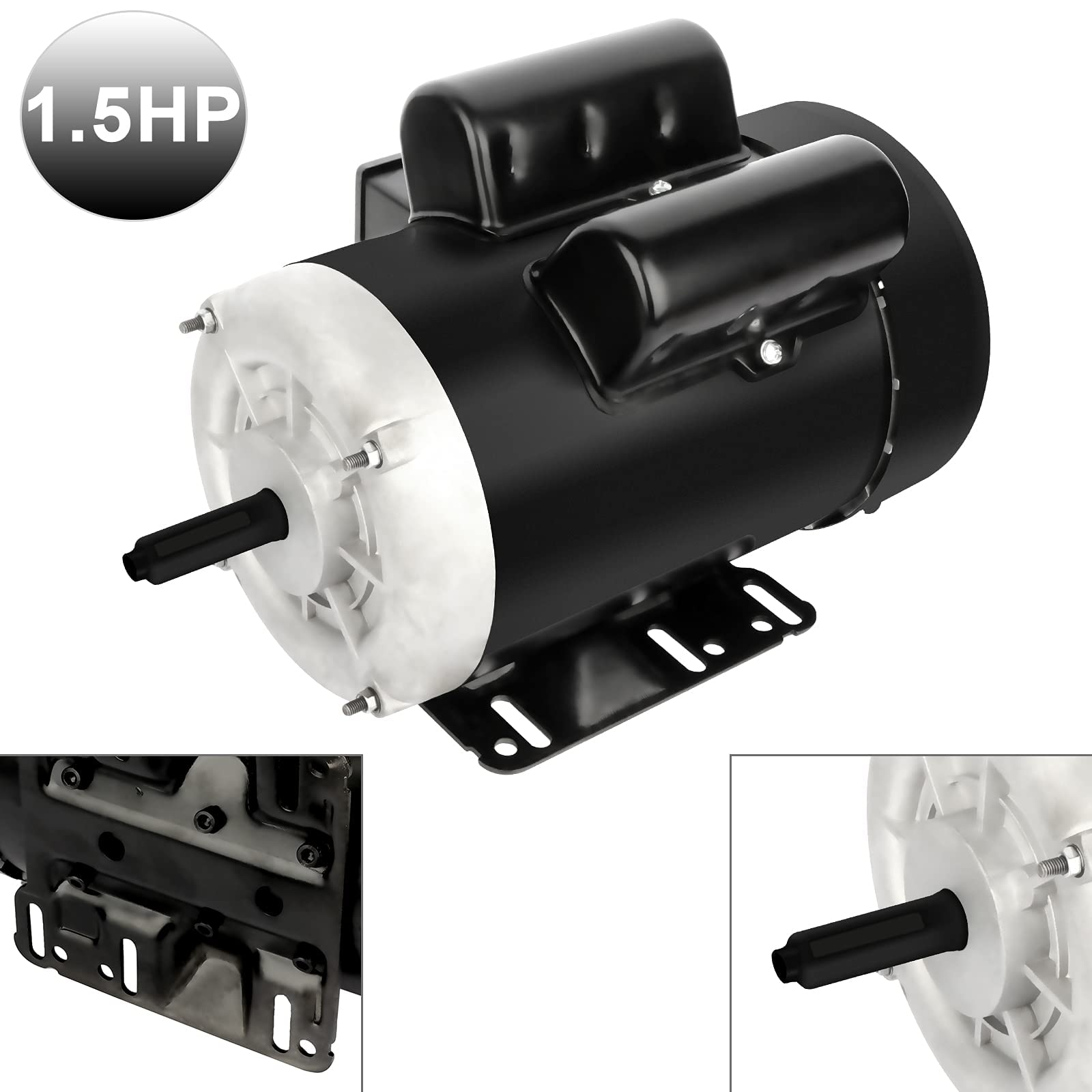 1.5HP Electric Motor 3450RPM General Purpose Single Phase Motor 115/230V 56 Frame 5/8β Shaft Diameter CW/CCW TEFC 2Pole