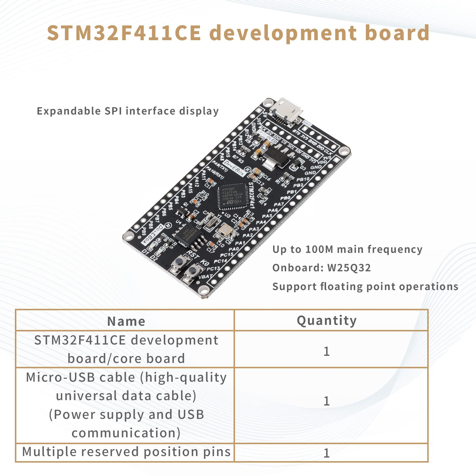000 EC Buying STM32F411 Development Board, STM32F411CE System Board Integrated 32-Bit RISC Microprocessor STM32F4 Learning Core Board with 100MHz 512kB Flash and 128kB RAM