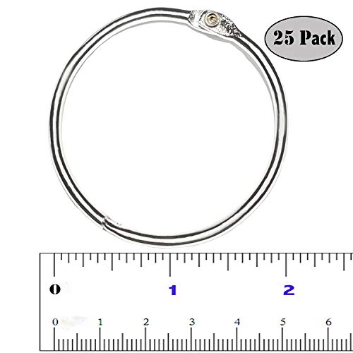 2 Inch(25 Pack)Book Binder Rings, Office Loose Leaf Ring, Nickel Plated Steel Binder Rings, Keychain Key Rings, Metal Book Rings, Silver