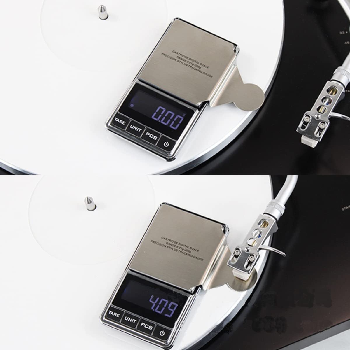 0.01g/200g Turntable Stylus Force Gauge, Digital VTF Scale with Blue LCD Backlight, Tracking Force Gauge for Tonearm Phono Cartridge