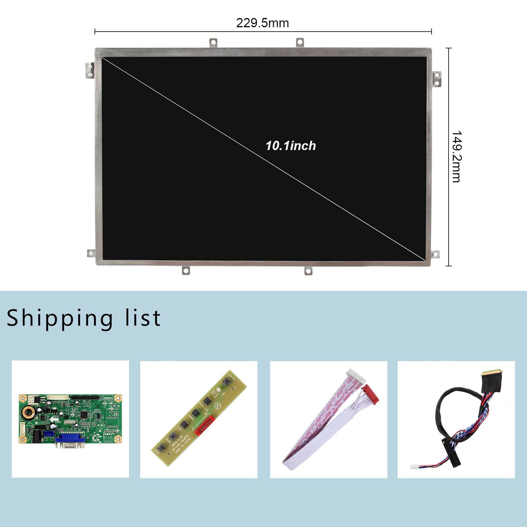 10.1 inch HSD101PWW1 1280x800 40pin IPS LCD Screen and VGA LVDs Controller Board,with Location Holes