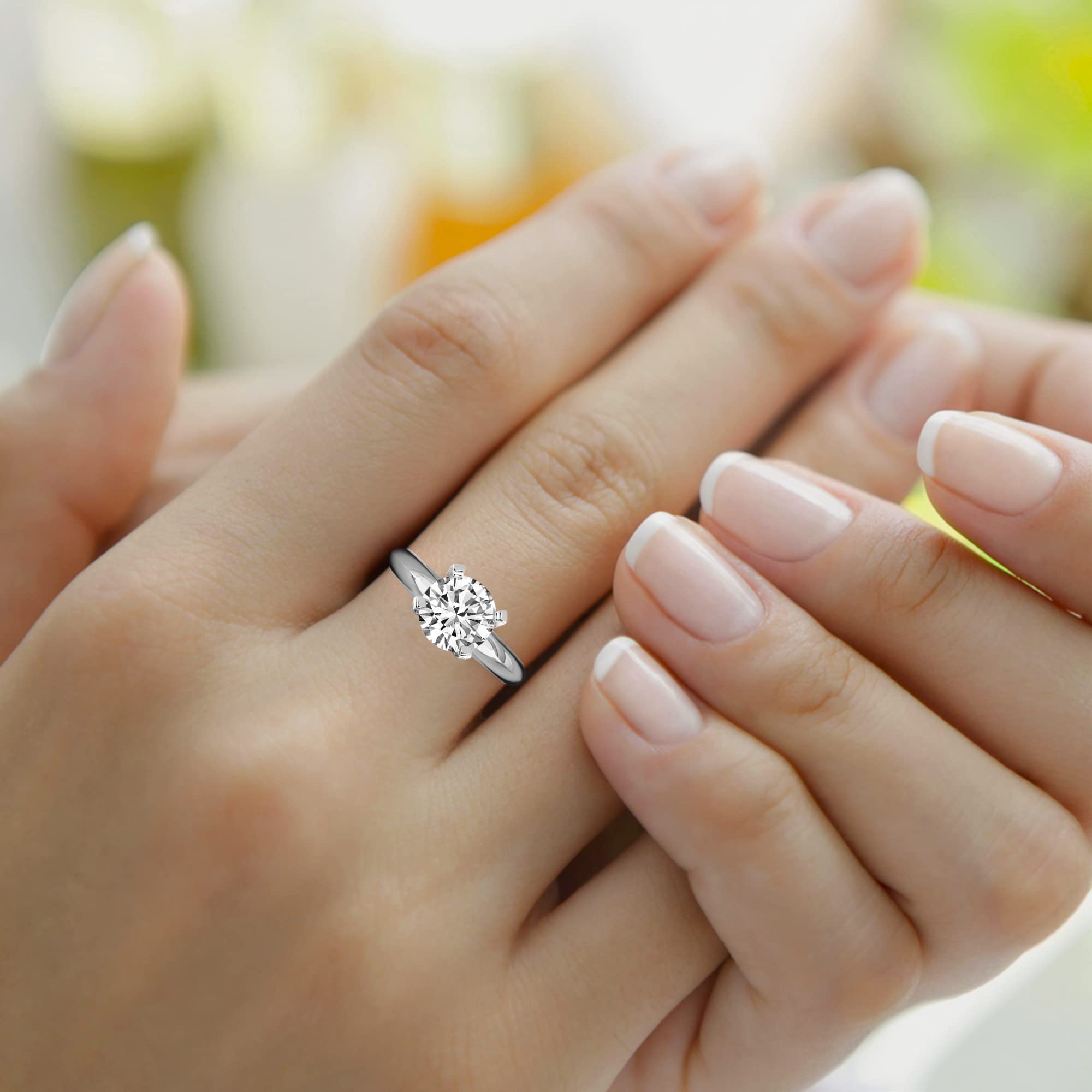 1 Carat | IGI Certified Round shape Lab Grown Diamond Engagement Ring For Women | 14K Or 18K in White, Yellow Or Rose Gold | Eloise Solitaire Knife Edge Diamond Ring |FG-VS1-VS2 Quality Friendly Diamonds Engagement Ring
