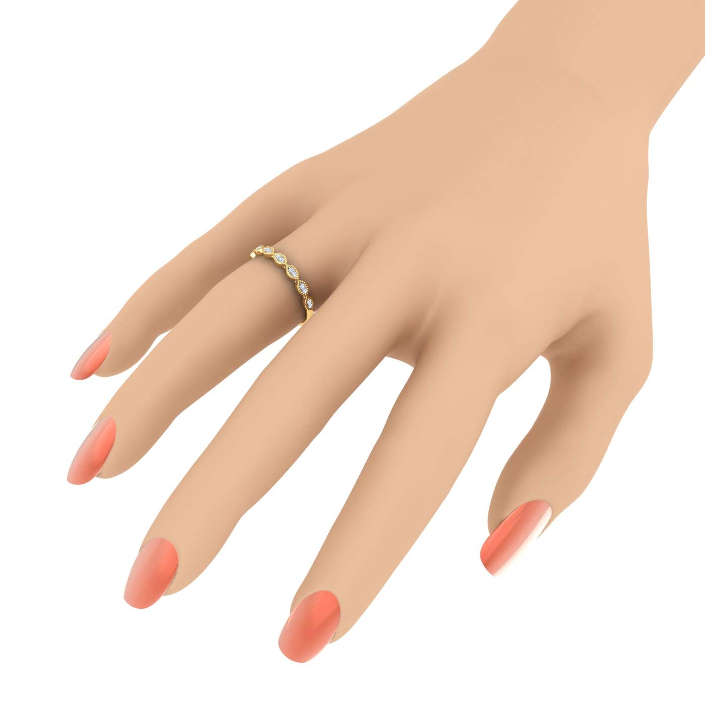 0.04 Carat Anniversary Wedding Band Ring in 10k Yellow Gold (Ring Size 7)