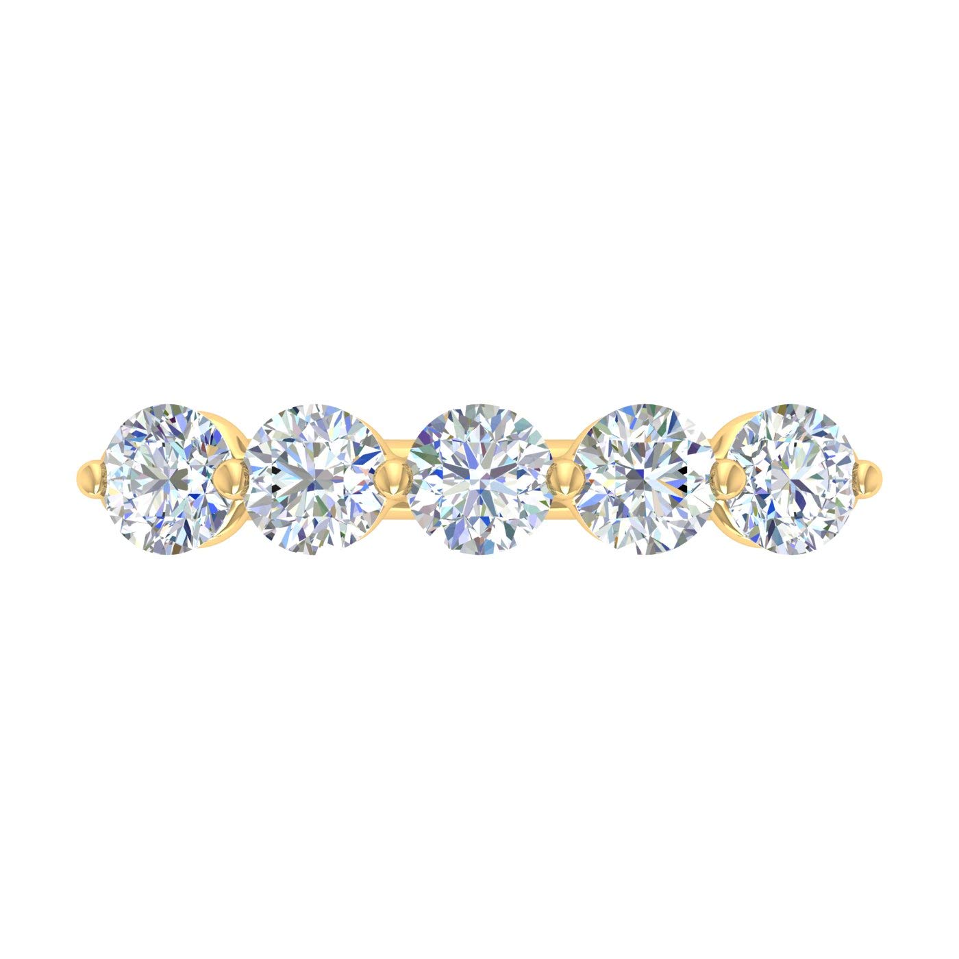 1 Carat 5-Stone Diamond Wedding Band Ring in 14K Yellow Gold (Ring Size 7) - IGI Certified