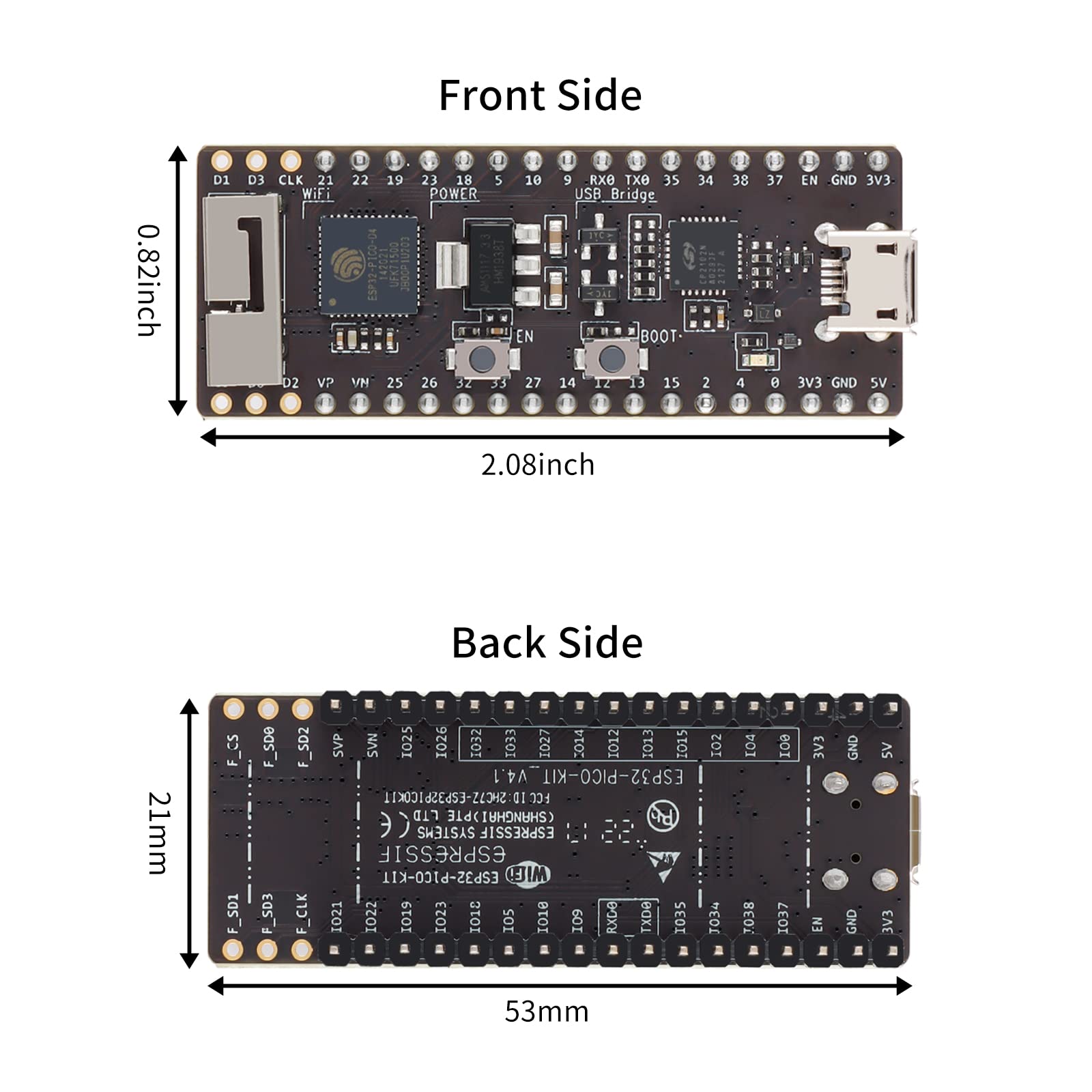 000 EC Buying ESP32-PICO-KIT Development Board, Integrated ESP32-PICO-D4 Module Built-in ESP32 Chip Embedded 2.4 GHz WiFi & Bluetooth Dual Module 32-Bit Microprocessor Mini Development Board I2C SPI
