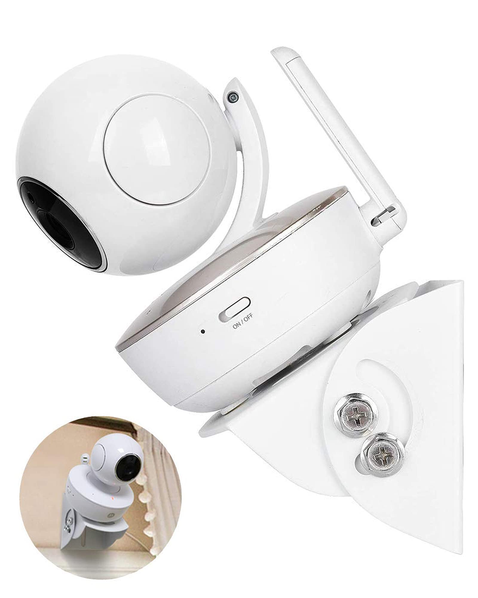 2 Pack-Adjustable Angle Baby Monitor Wall Mount for Motorola, Arlo, Infant Optics DXR-8, HelloBaby, Hellobaby Babysense Monitor Camera, Perfect Angle and Easy to Install (Camera Not Included)
