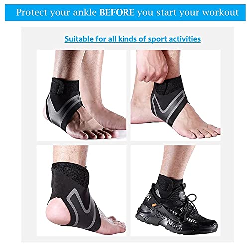 1 Pair Ankle Brace Ankle Support for Women & Men Ankle Wrap for Sprained Ankle Plantar Fasciitis&Achilles Tendonitis with Adjustable Strap Compression Sleeve Ultra Thin for Most Shoes 1 Size Fits All