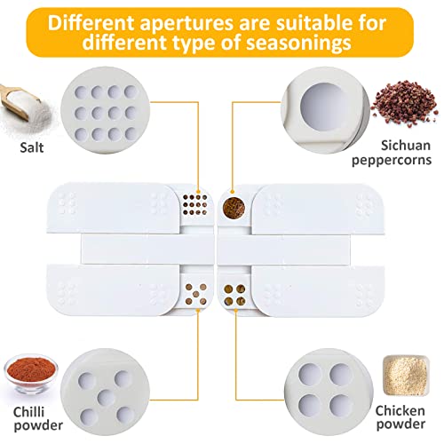 2 Pack 4 in 1 Plastic Salt and Pepper Shaker- 8 Grids Empty Spice Dispenser with Adjustable Holes Transparent Travel Seasoning Cans Condiment Jars for Camping Home Restaurant Kitchen Cooking Steak BBQ