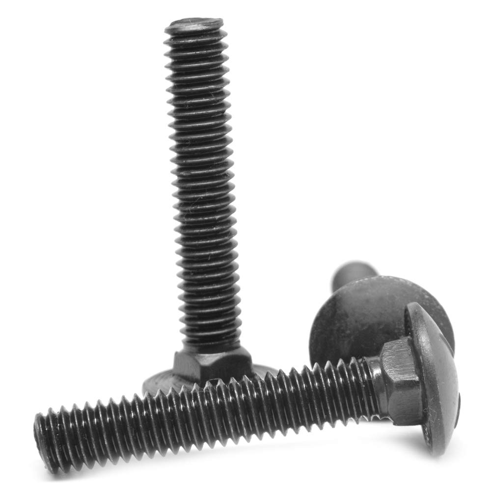 1/4"-20 x 3" (FT) Coarse Thread Grade 5 Carriage Bolt Medium Carbon Steel Black Oxide Pk 50