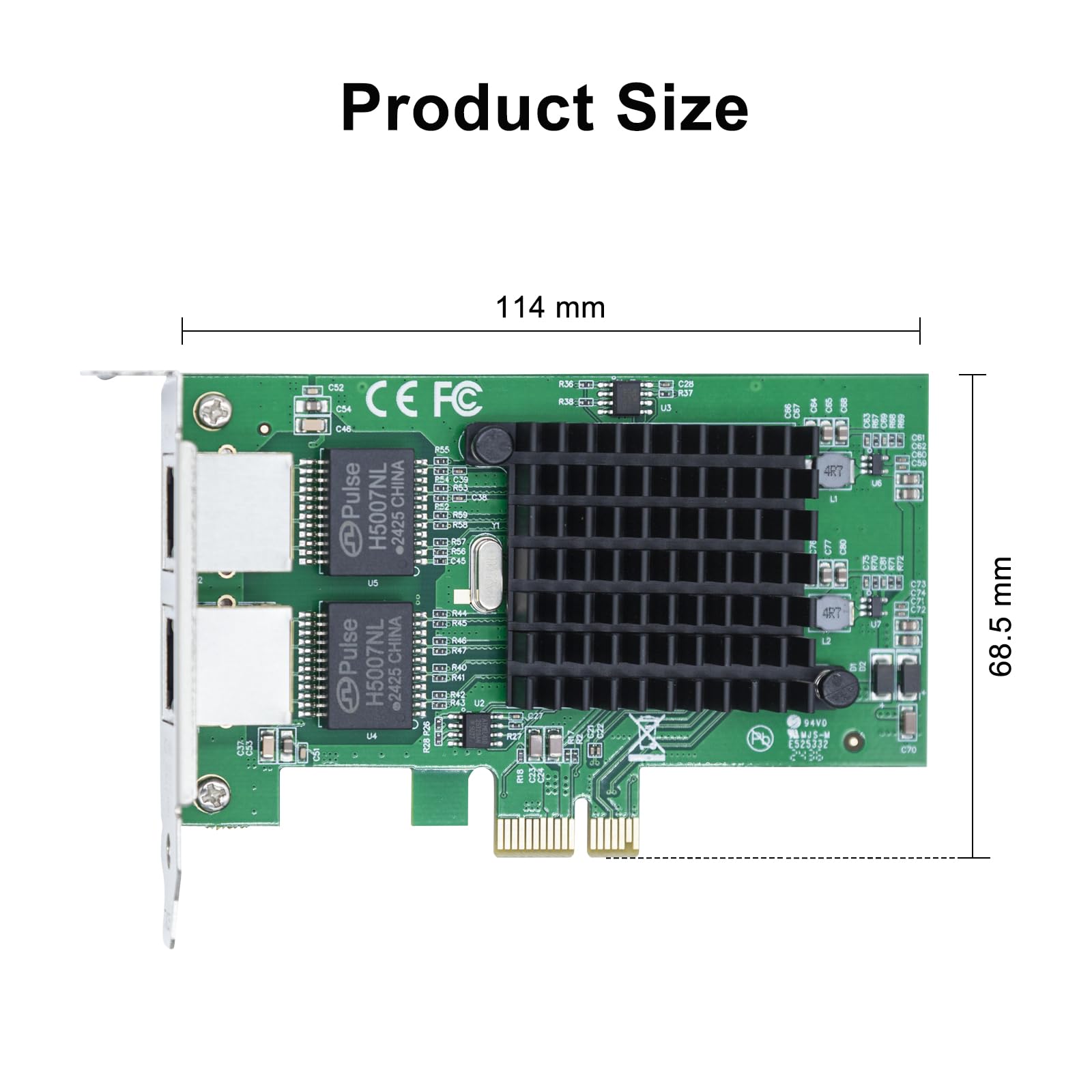 10/100/1000Mbps Gigabit Ethernet Converged Network Adapter (NIC) with Intel 82576 Chip, Ethernet PCI Express Network Card, Dual RJ45 Copper Ports, PCI Express 2.0 X1, Compare to Intel E1G42ET