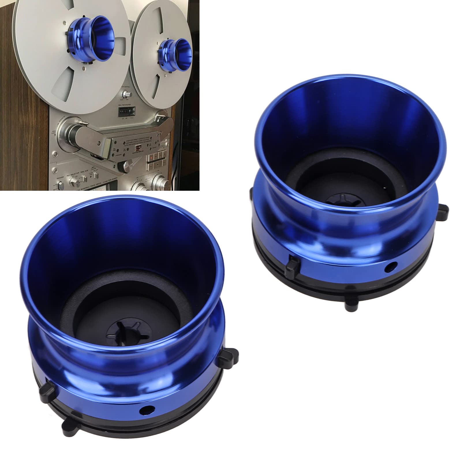1 Pair NAB Hub Adapters, 10 Inch Opener Universal NAB Hub Adapter, Polished Aluminum, Universal Loading Device for Studer Rev Ox, for Akai, for Teac (Blue)