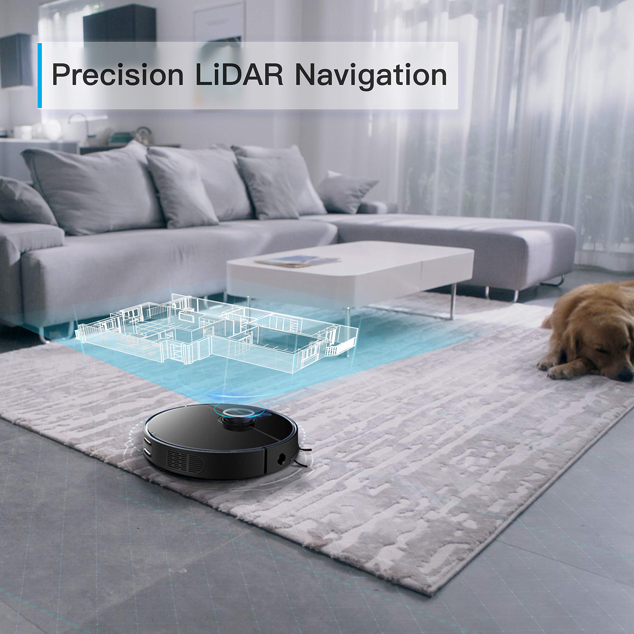 + 360 S7 Pro Robot Vacuum and Mop, LiDAR Mapping, 2650 Pa, No-Go Zones, Selective Room Cleaning, Self Charge and Resume, Compatible with Alexa and Google Assistant
