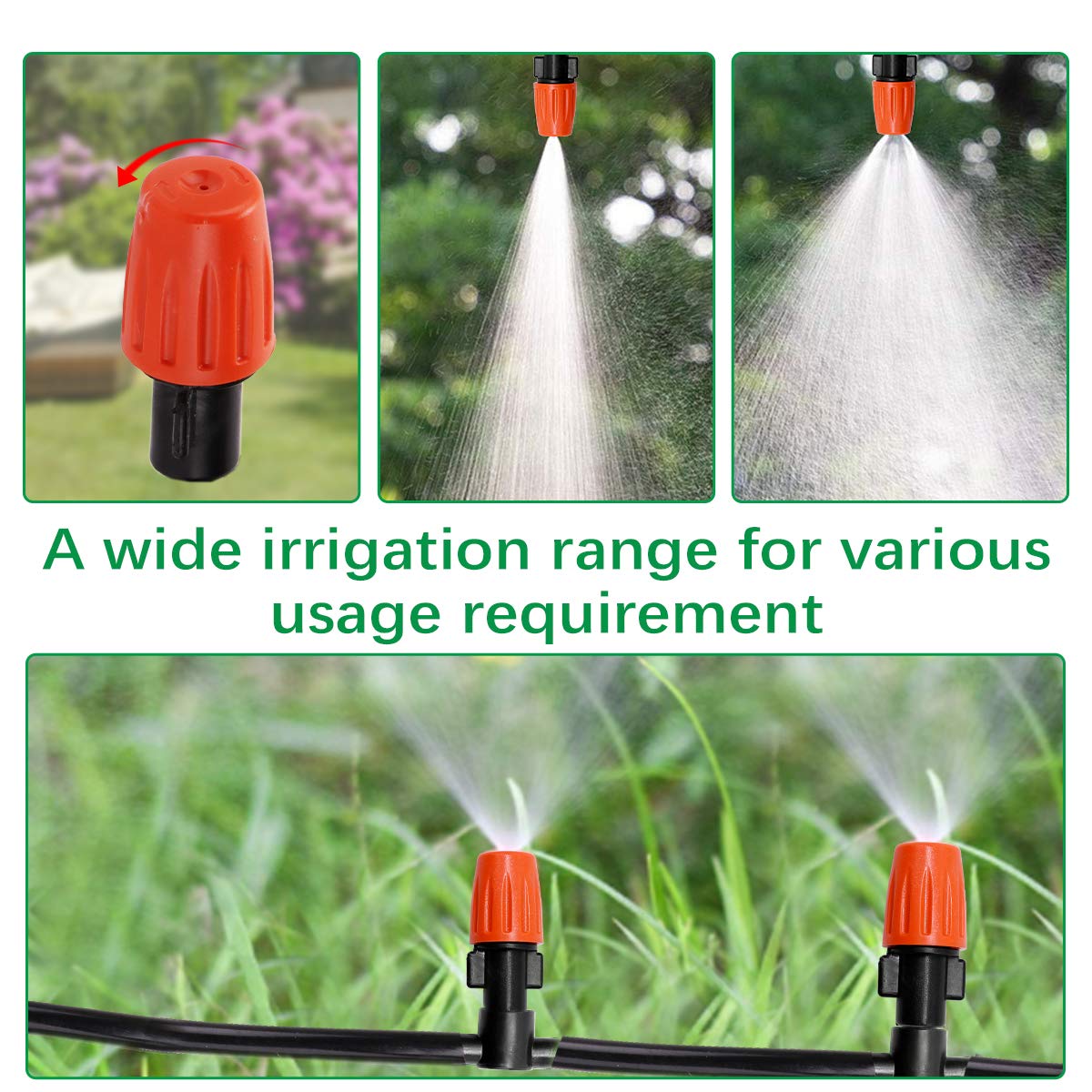 100FT Drip Irrigation Kit Automatic Watering System Drip Irrigation System 100FT 1/4" Blank Distribution Hose DIY Micro Irrigation Kit Saving Water with Adjustable Dripper for Greenhouse Patio Lawn