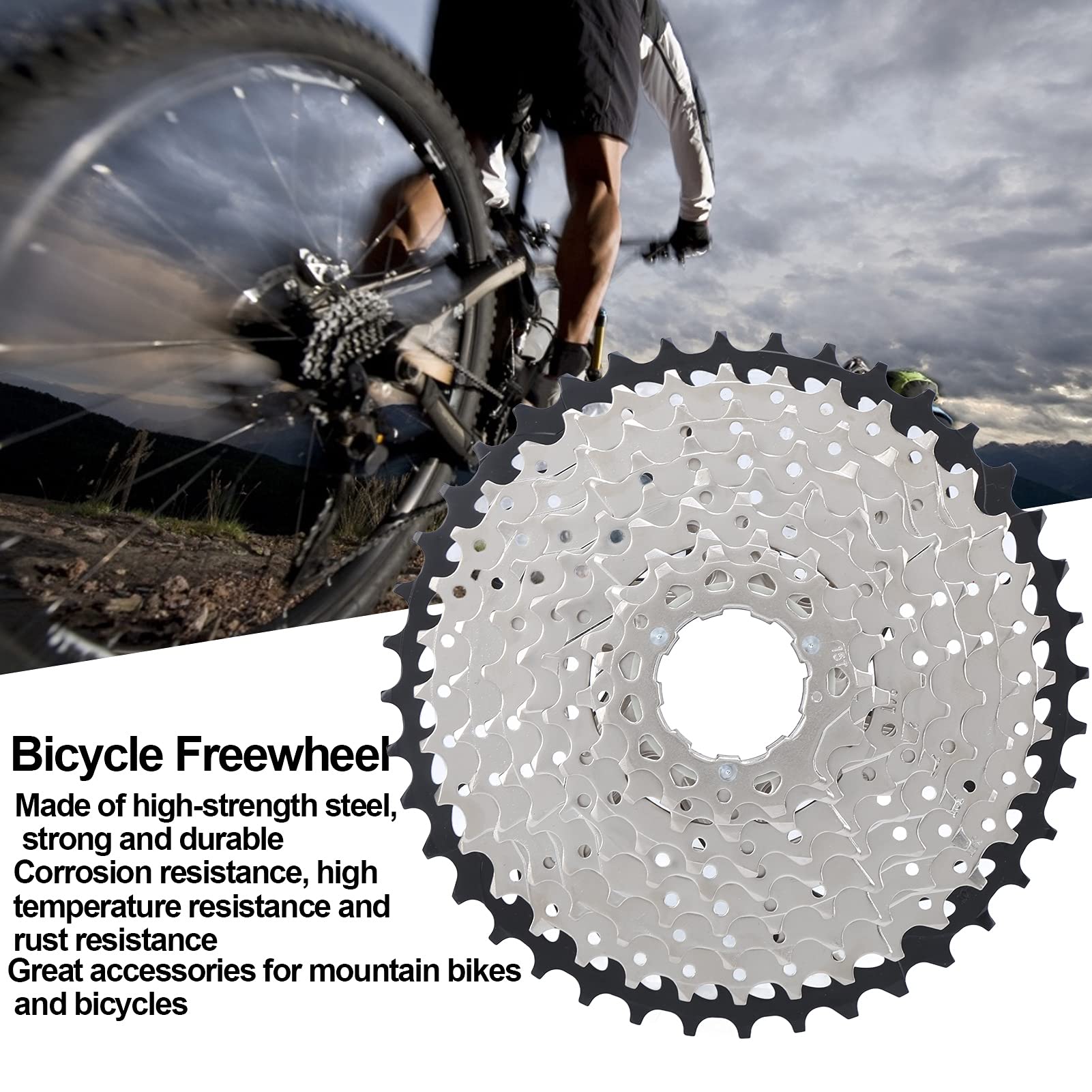 01 02 015 Bicycle Cassette, Bike Freewheel Lightweight 10 Speed Wear Resistant for Road Bicycle for Mountain Bicycle