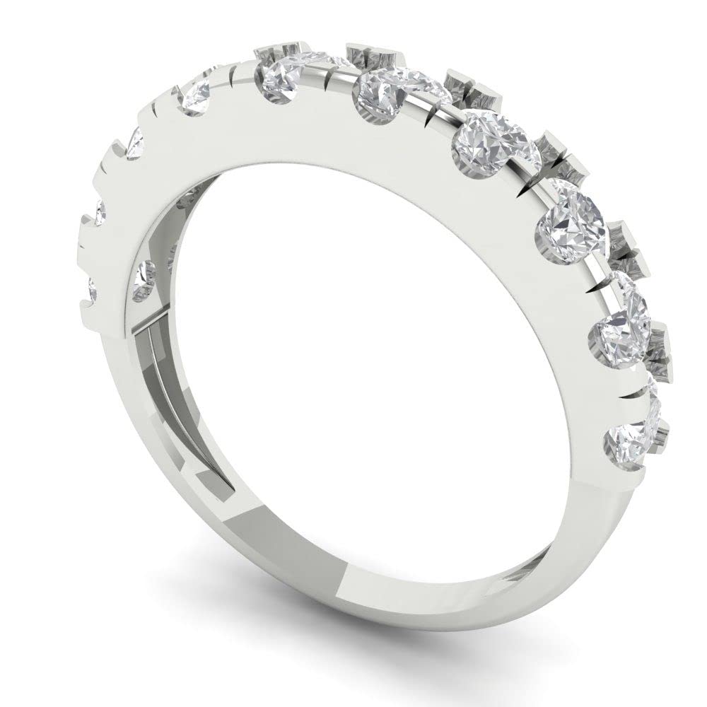 1 ct Brilliant Round Cut Clear ZIron 14k White Gold Stackable Wedding Engagement Designer Anniversary Ring Band Sz 11