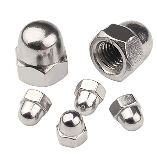 100Pcs M3-0.5 Acorn Hex Cap Nuts, 304 Stainless Steel 18-8,Metric Thread Dome Head Nuts,Plain Finish