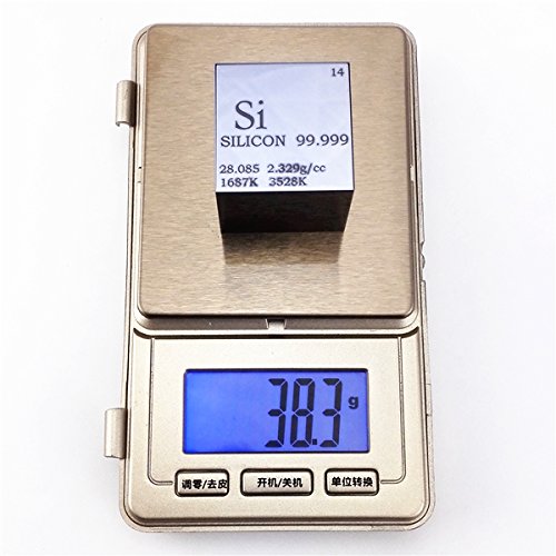 1 inch 25.4mm Polished Silicon Metal Cube 38g Engraved Periodic Table