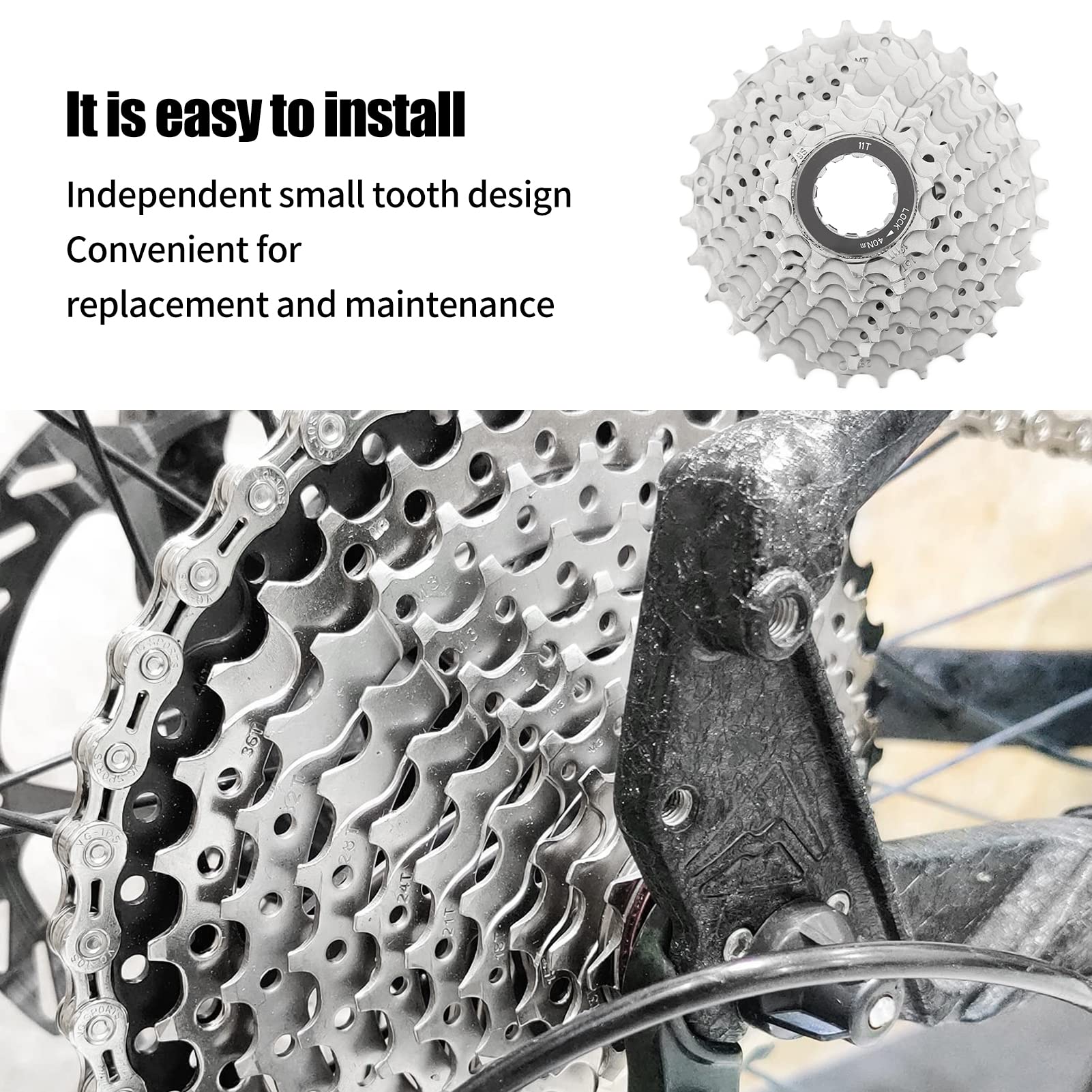01 02 015 Bicycle Cassette, Bicycle Cassette Flywheel Lightweight Impact Resistant for Road Mountain Bikes