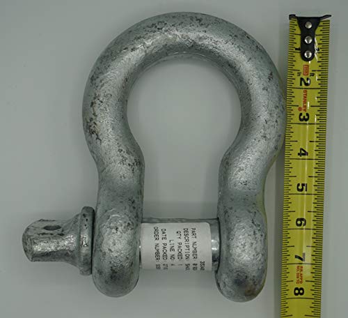 1 1/4" Shackle, 1.4" Pin, 12 Ton Bow Clevis Shackle, WLL 12T, Military Surplus, RG-31, Towing, Lifting, Pulling.