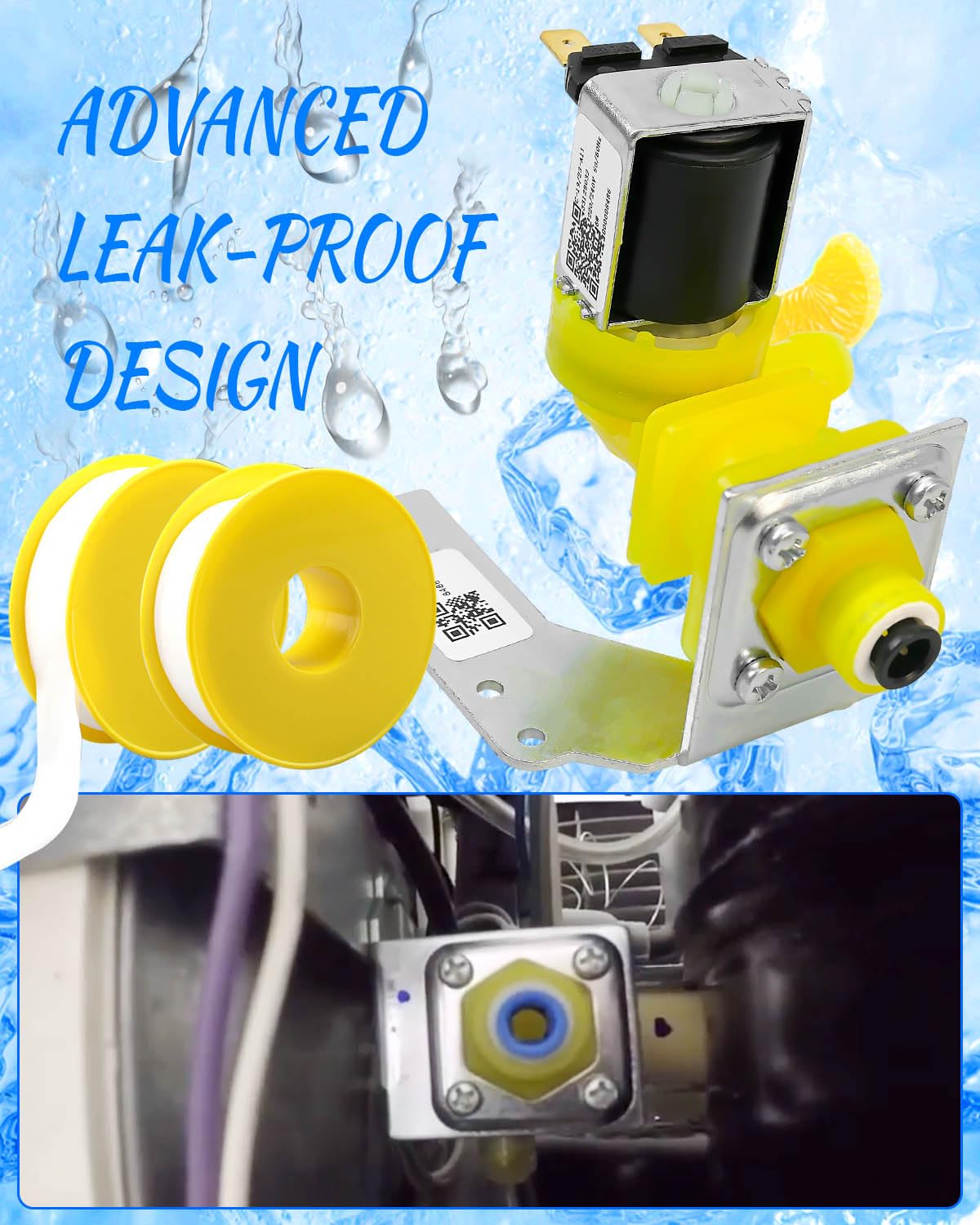 000009121 Ice Machine Water Valve Replacement Kit Compatible with Manitowoc Ice Machines, IH9121 Water Inlet Valve for Ice Machine Maker, 000008486 Water Fill Intake Valve with Sealing Tape
