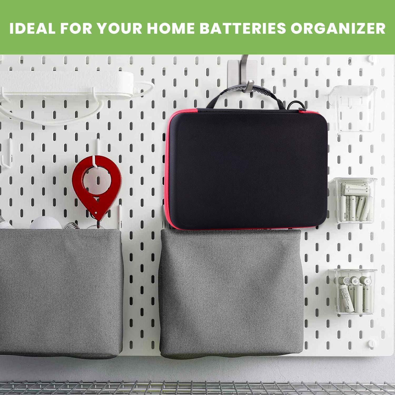 2 Pcs Battery Organizer Holder- Batteries Storage Containers Box Case with Tester Checker BT-168. Garage Organization Holds 225 Batteries AA AAA C D Cell 9V 3V Lithium LR44 CR2 CR1632 CR2032