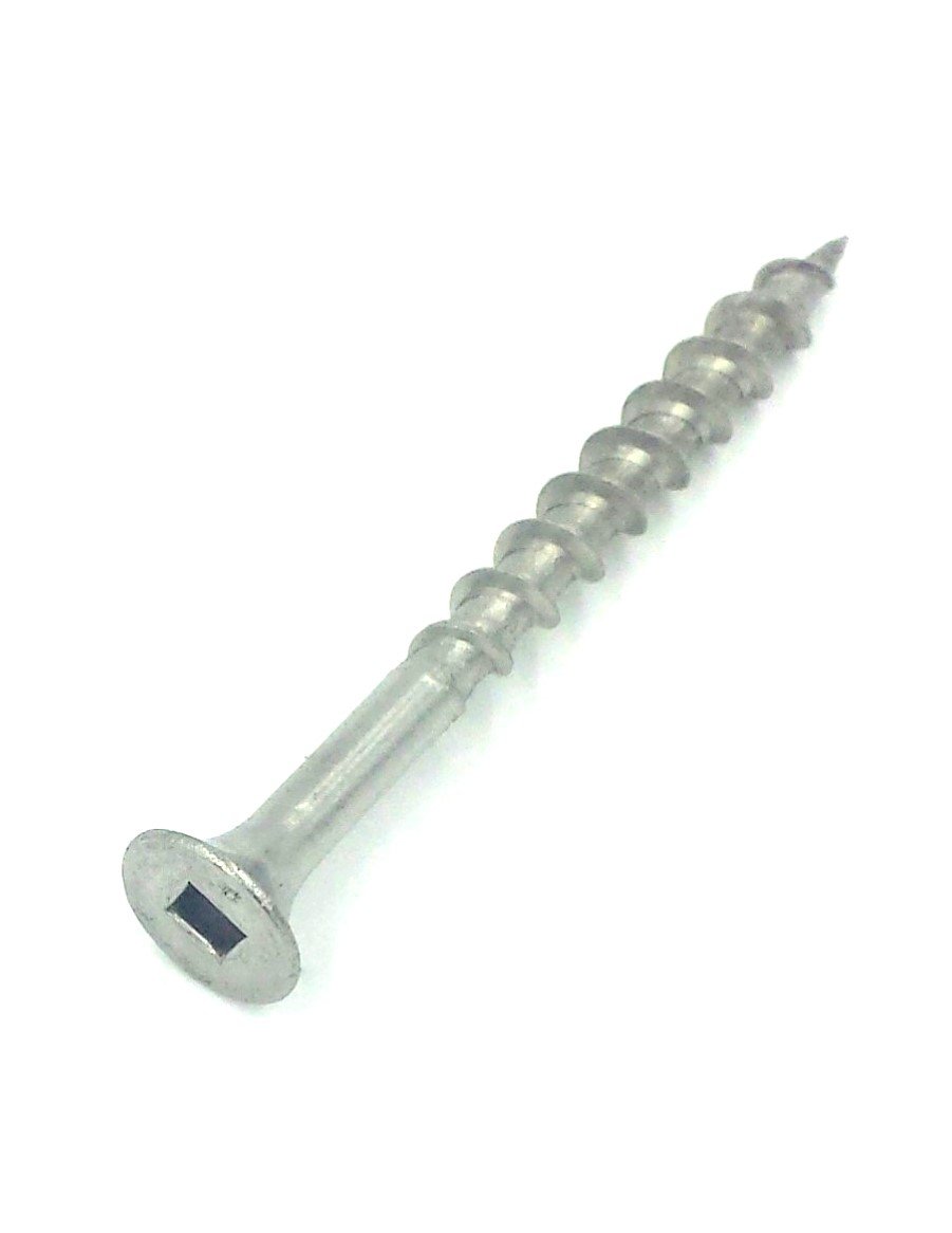 #8 X 1-1/4" Square Drive Flat Head Deck Screw 316 Stainless Steel Type 17 Point W/Nibs (1000)