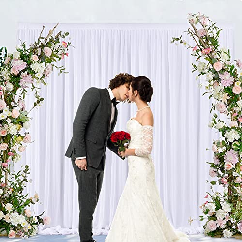 10 ft X 7 ft White Tulle Backdrop Curtains for Weddings Bridal Shower Birthday 2 Layers Wrinkle Free White Backdrop Thick Drapes for Photography Decorations 5 ft X 7 ft, 2 Panels