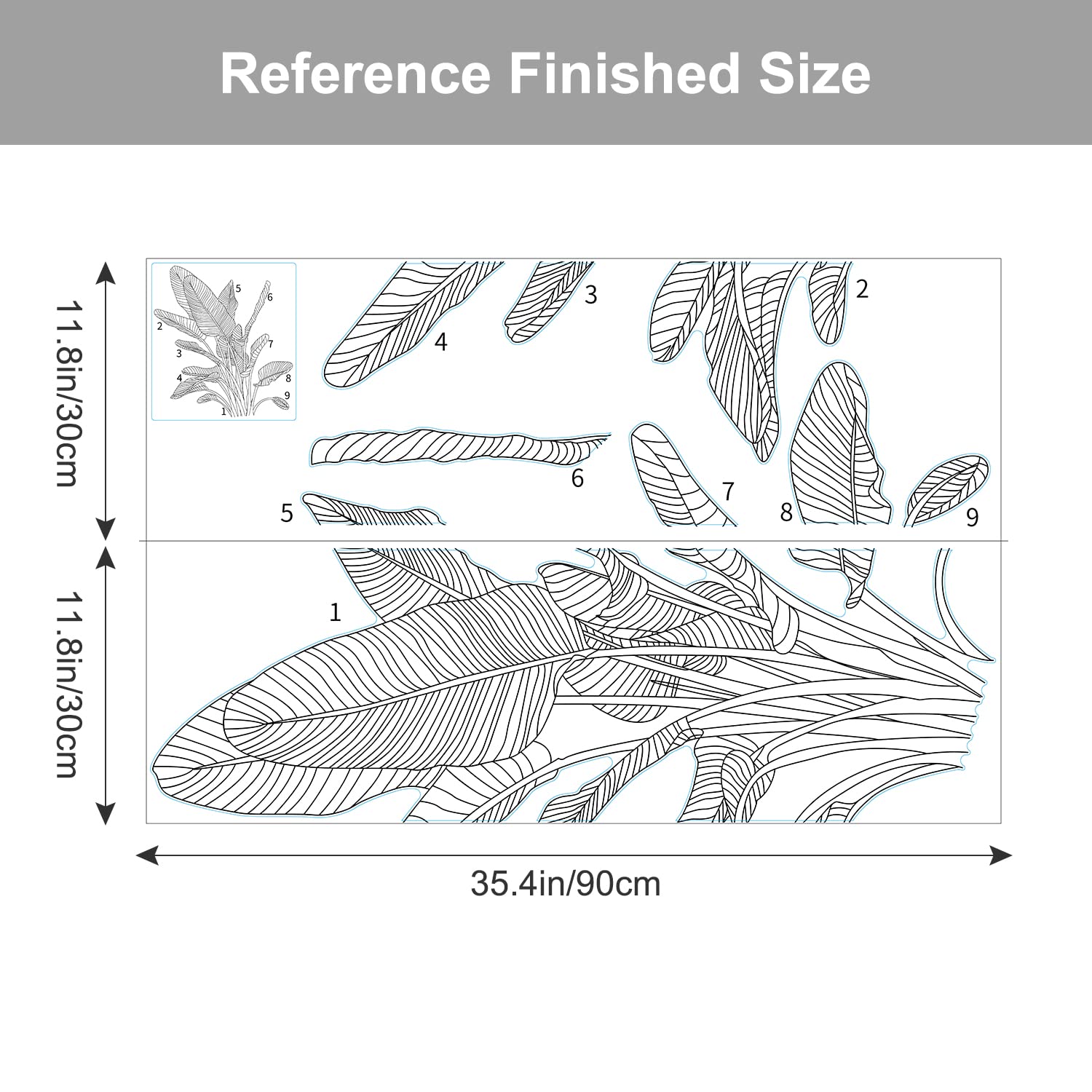 Supzone Simple Tropical Plants Wall Stickers Boho Modern Style Wall Decal Sketch Tropical Palm Leaves Wall Art Sticker for Bedroom Living Room Kitchen Sofa TV Backdrop Wall Decoration
