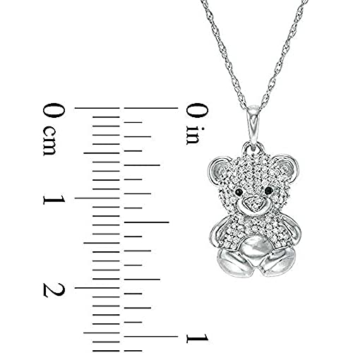 1 CT. T.W. Round Cut D/VVS1 Diamond Teddy Bear Pendant with 18" Chain for Womens in 925 Sterling Silver