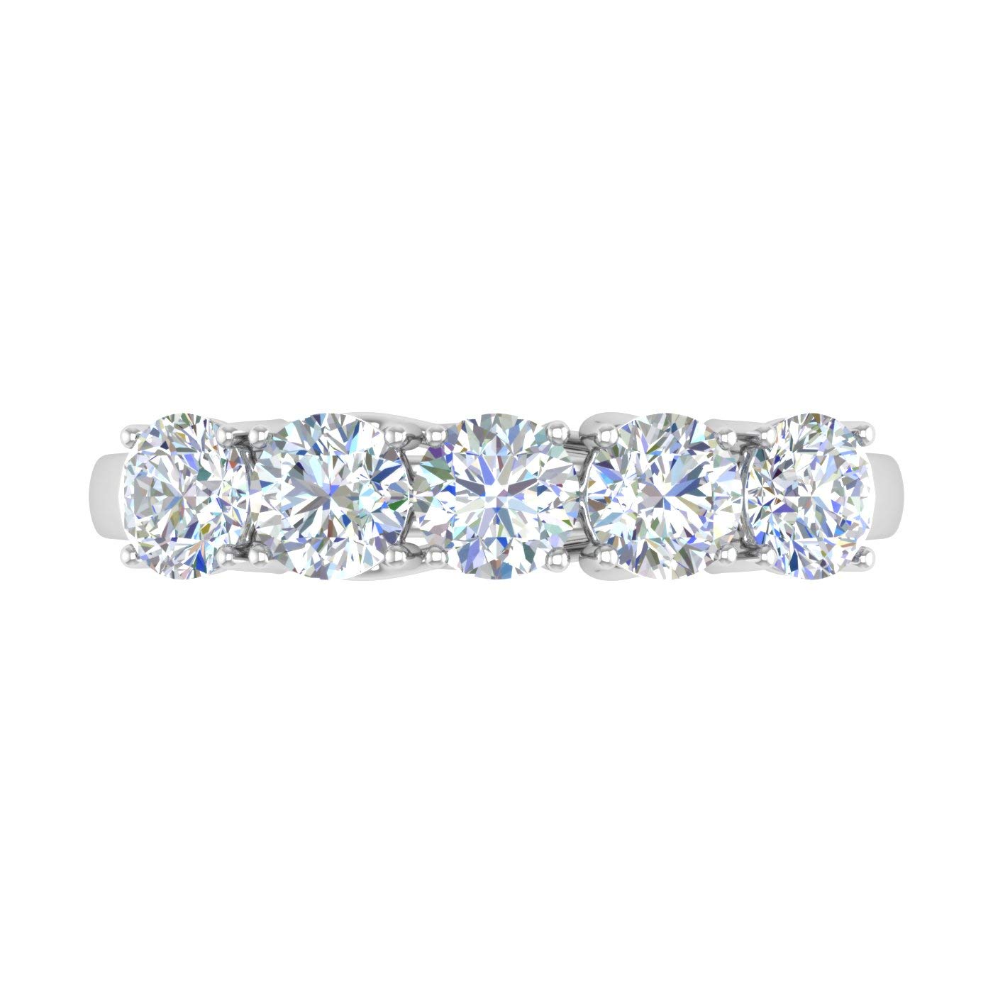 1 1/2 Carat 5-Stone Diamond Wedding Band Ring in 14K White Gold (Ring Size 7)