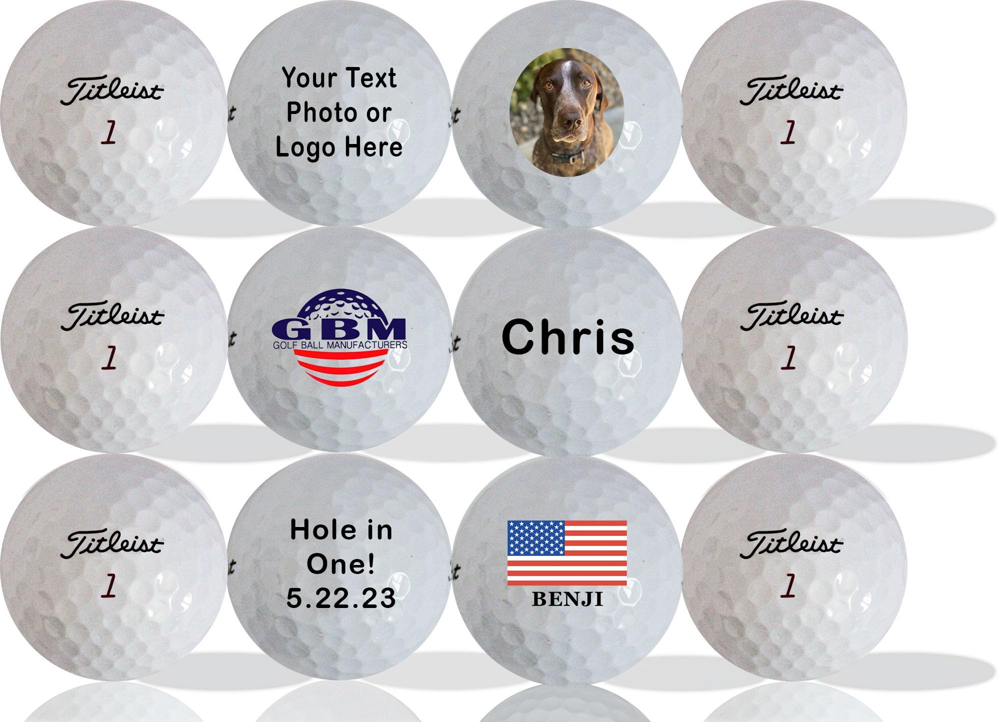 1 Dozen Certified ProV1X Custom Logo Refinished Mint Golf Balls - Custom Golf Balls, Personalized Golf Balls, Logo Golf Balls Comes in Christmas Ribbon Packaging!