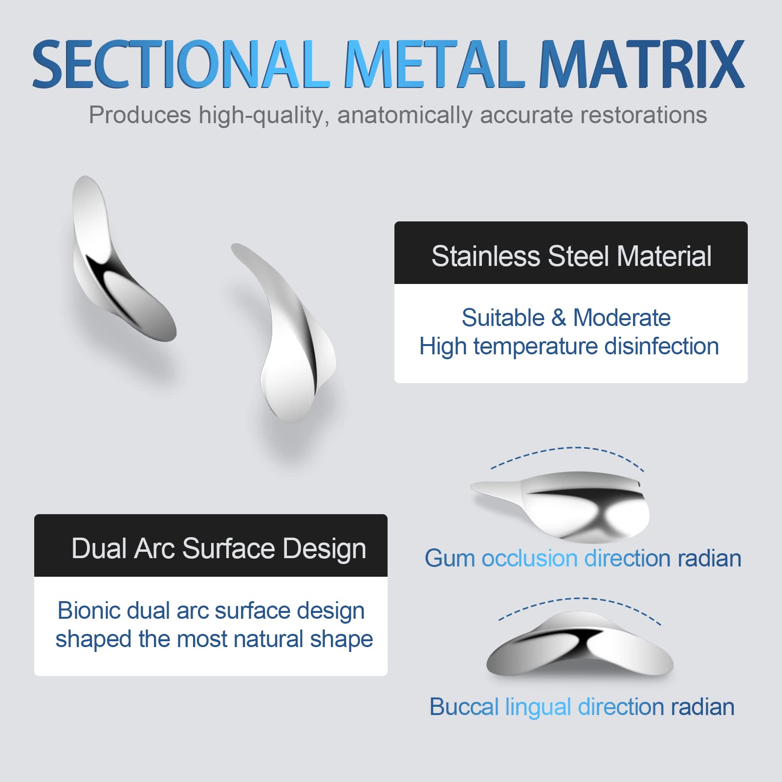 100Pcs Dental Sectional Contoured Matrices Matrix Bands 35 μm with 2 Rings Orthodontic Supplies