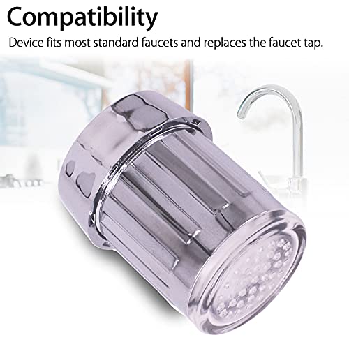 1 Pack 3-Color Temperature Sensitive Gradient LED Water Faucet Light Water Stream Color Changing Faucet Spout Sink Tap Faucet for Kitchen and Bathroom