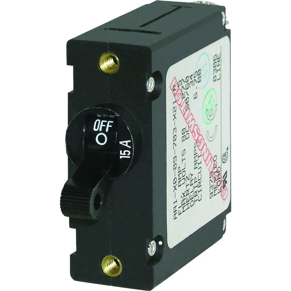 1 - Blue Sea 7208 AC / DC Single Pole Magnetic World Circuit Breaker - 15 Amp