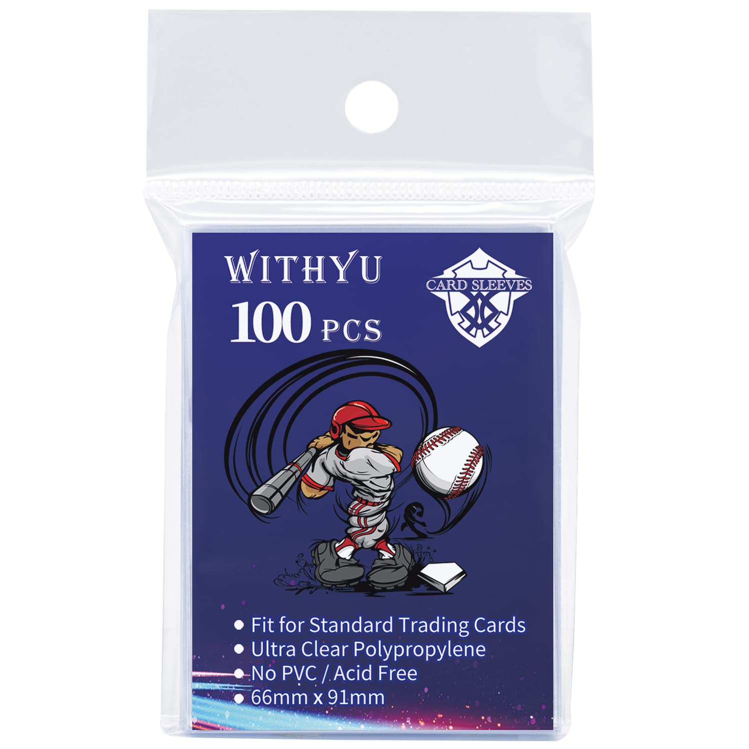 100 Pcs Ultra-Clear Card Sleeves for Standard Size Trading Cards, Soft Protective Card Sleeves for Sport Cards, Game Cards, Inner Card Protector 2.5" X 3.5" for Game Cards, Baseball Cards