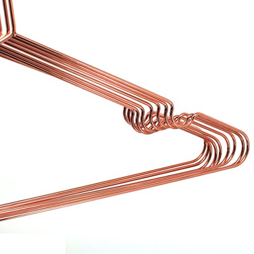 10Pack Koobay 13" Children Rose Copper Gold Shiny Metal Wire Top Clothes Hangers for Shirts Coat Storage & Display