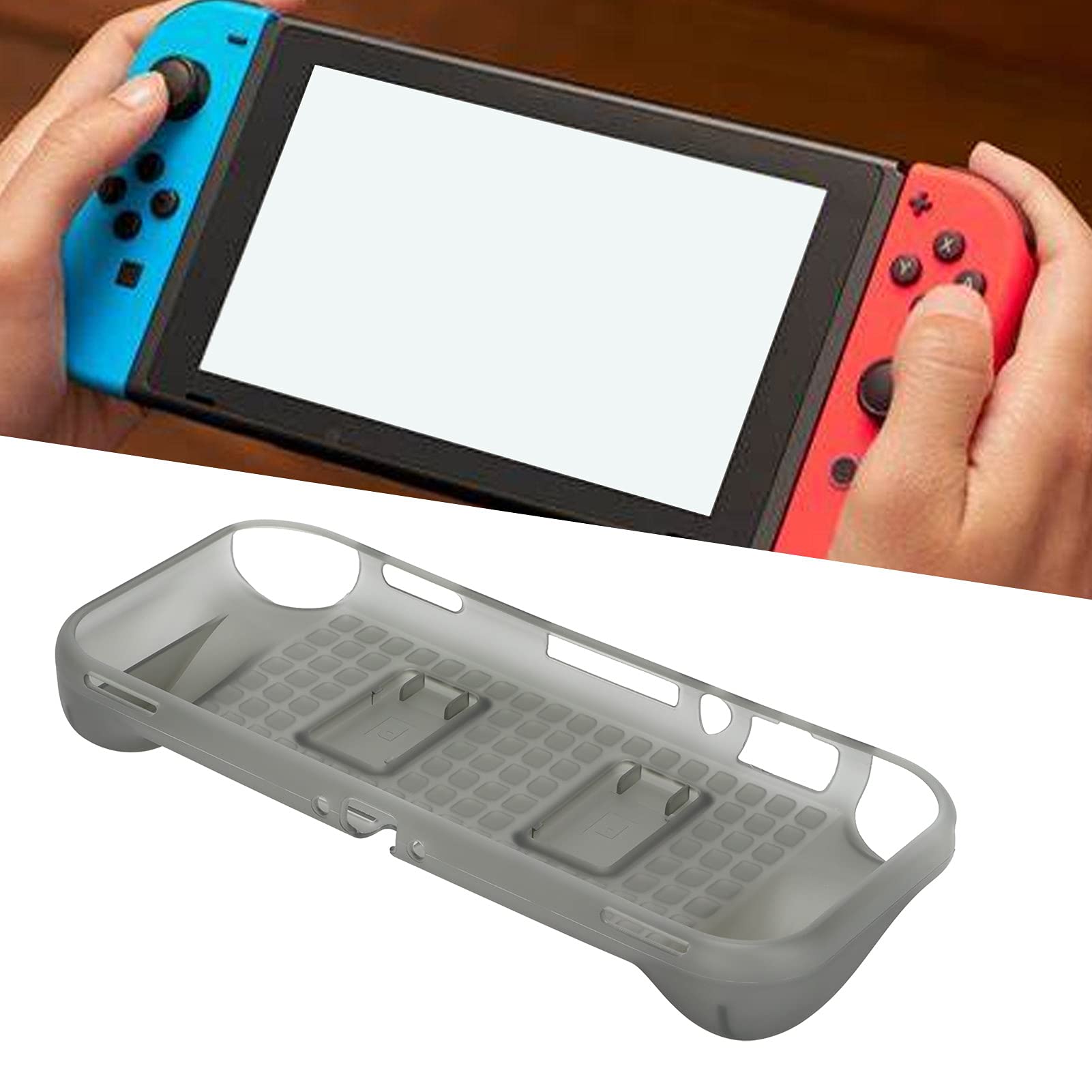 01 02 015 TPU Protective Case, Half Packed Protective Shell Case Elastic 2 Game Card Slots Ergonomics for Switch Lite(Grey)