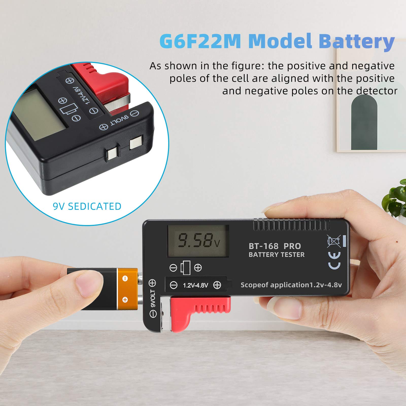 2 Pieces Digital LCD Universal Battery Tester (Model: Bt - 168 PRO), Portable Battery Checker Battery Tester for AA AAA C D 9V 3.7V 1.5V Button Cell
