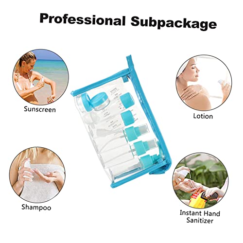 1 Set Toiletry Tools Bottles Cosmetic Holder Blends Shampoo Makeup Up Make Cosmetics and Reusable Blue Containers Essential Travel Kit Refillable Cream Size Product Lotion Soap