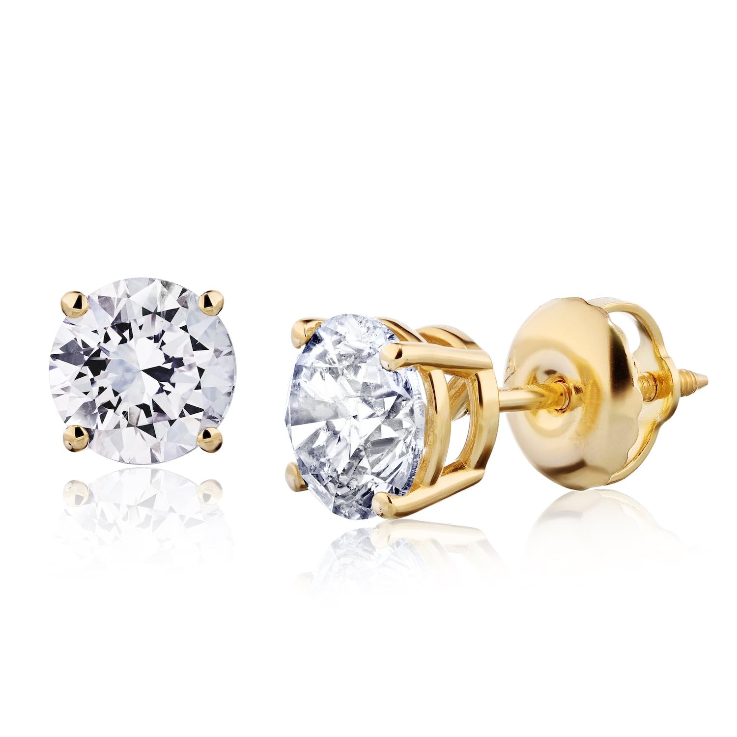 1/2 cttw Natural Diamond Earrings AGS Certified Diamond Stud Earrings for Women 14 Karat White Gold Round Brilliant Shaped Earrings 4 Prong Setting with Screw Back and Post Studs