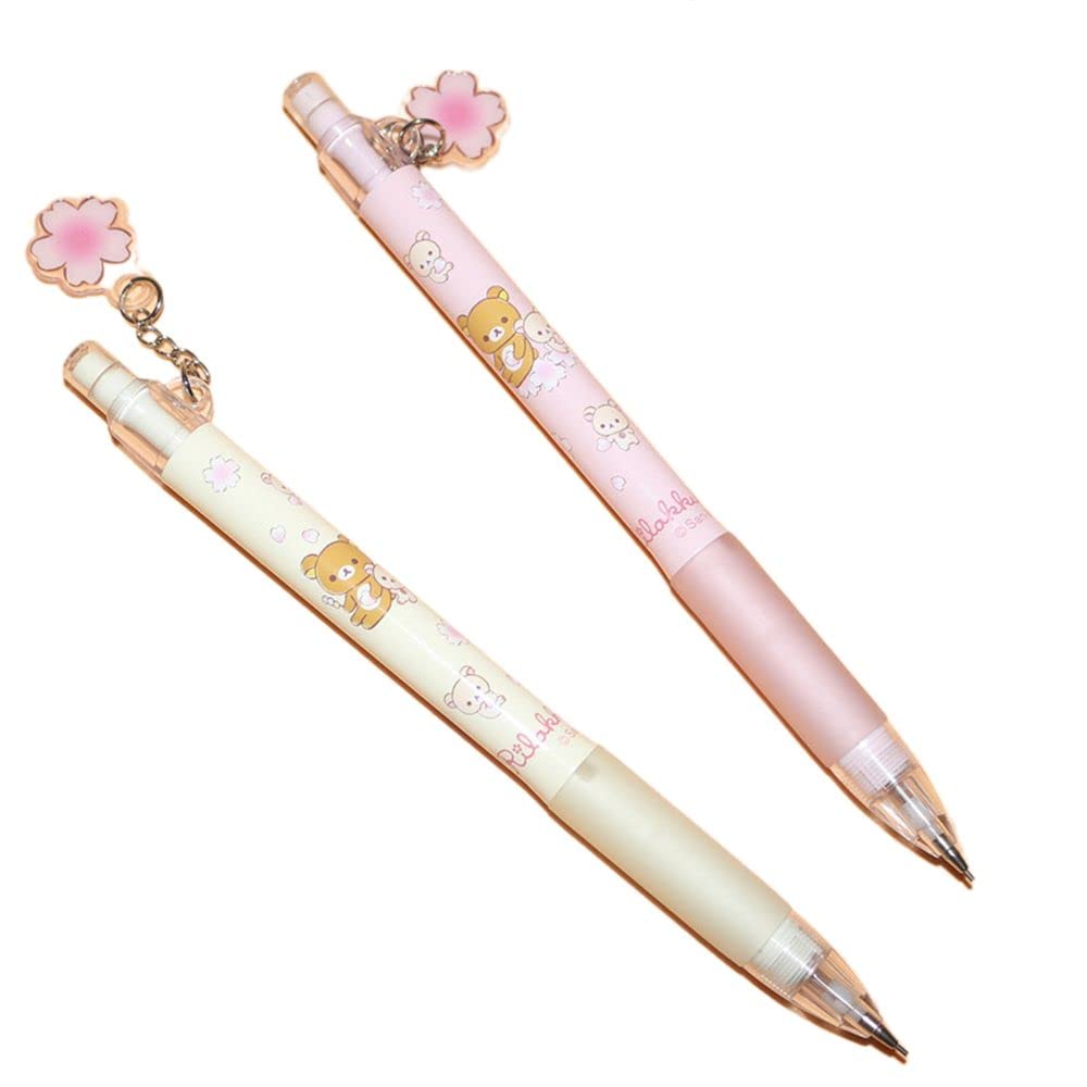0.5mm&0.7mm Cute Mechanical Pencil Cartoon Ber Movable Pencil Automatic Writing Pencils With Sakura Pendant(1pc Random 0.7mm)