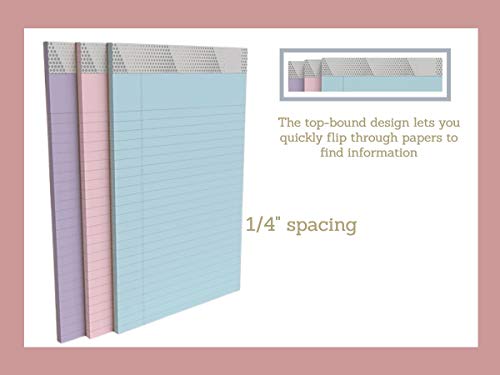 1InTheOffice Legal Pads Narrow Ruled 5x8, Narrow Ruled Note Pad, Assorted Colors, Pastel, 50 Sheets/Pad, 6 Pads/Pack