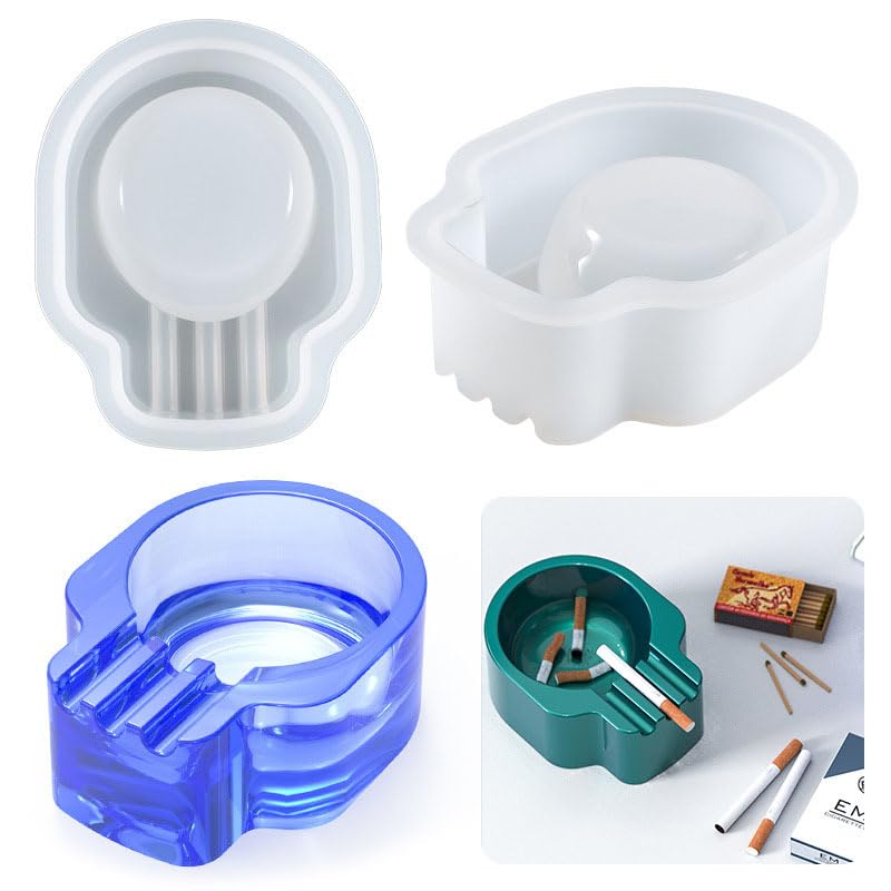 1 Pcs Small Ashtray Resin Mold Storage Box Silicone Molds Epoxy Resin Round Shaped Ashtray Ash Tray Suitable for Cigarette Ash Holder for Home, Handmade DIY Making Decor Art Crafts