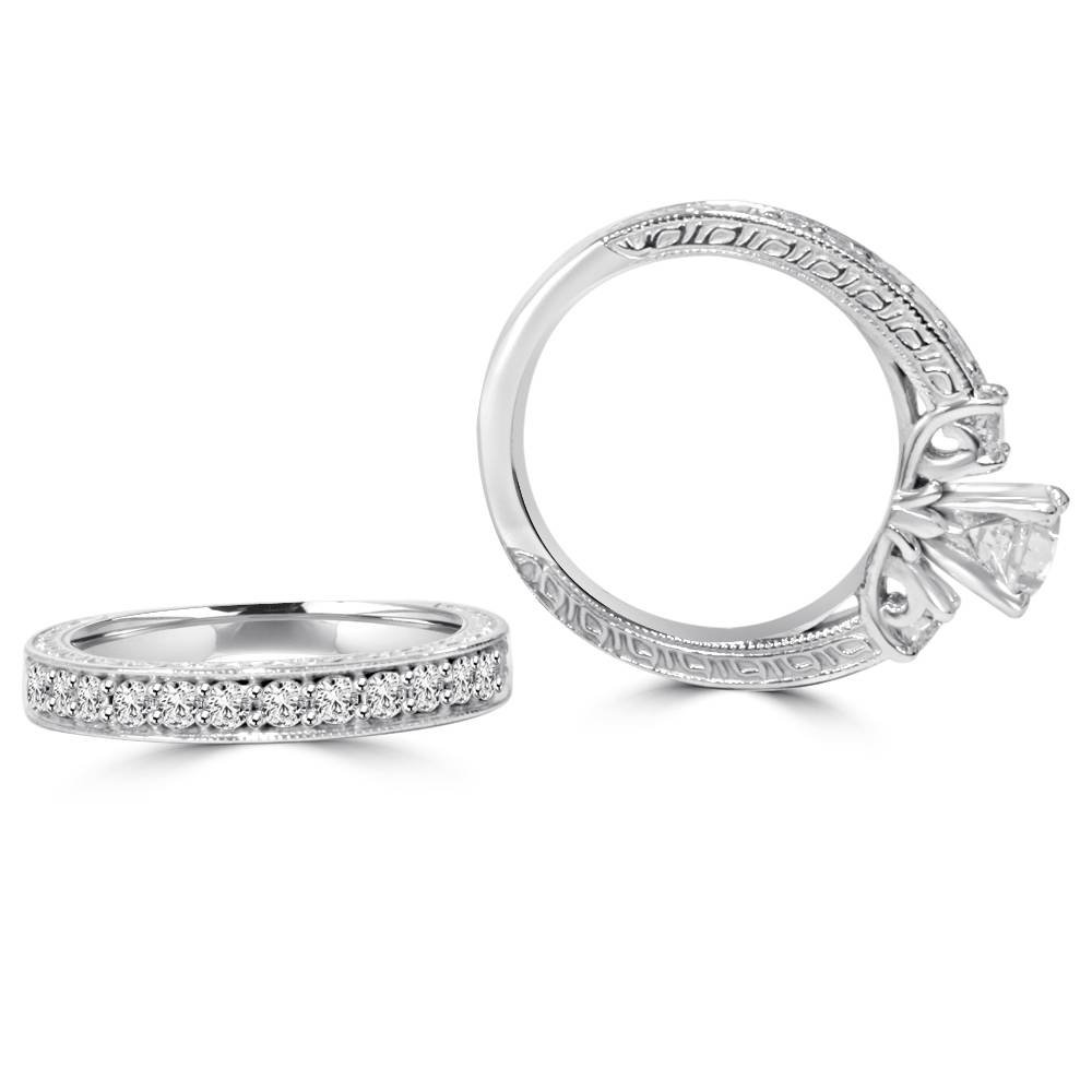 1 1/4Ct Vintage Diamond Engagement Wedding Ring Set 14K White Gold - Size 5